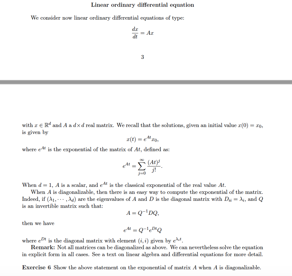 Solved Linear ordinary differential equation We consider now | Chegg.com
