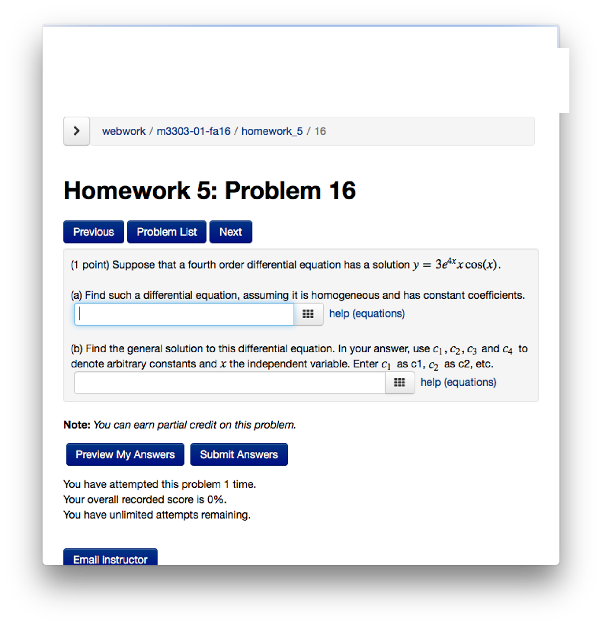 Solved Homework 5 Problem 9 Previous Problem List Next