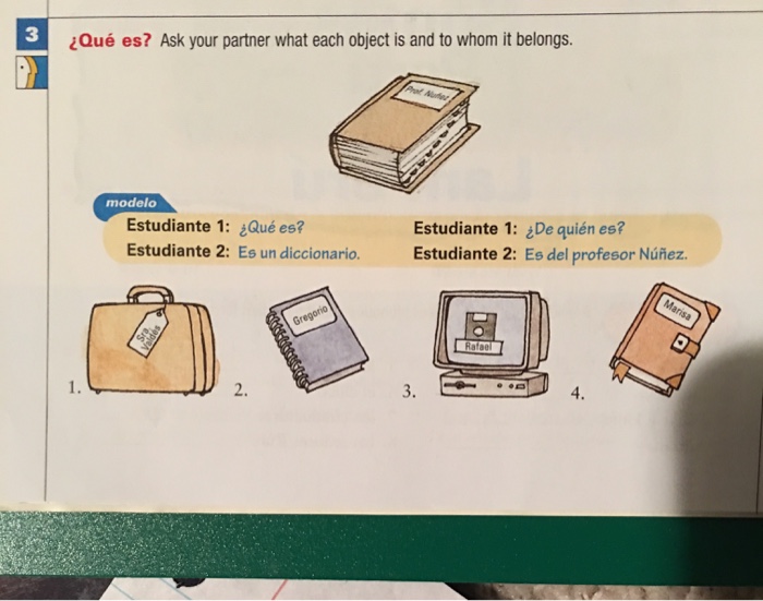 Solved Ask your partner what each object is and to whom it | Chegg.com