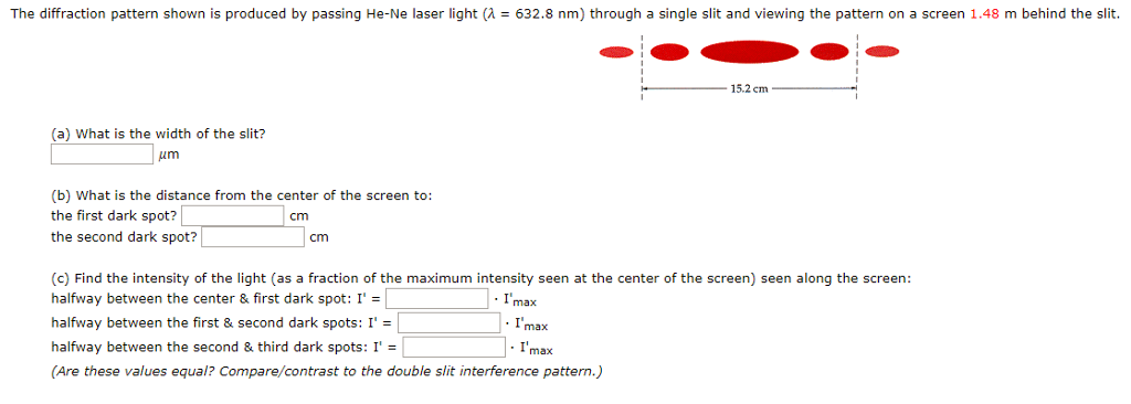 Solved The diffraction pattern shown is produced by passing | Chegg.com