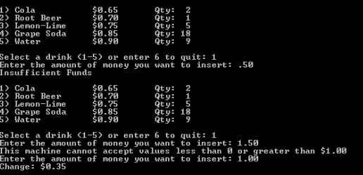 Solved C Program Drink Machine Simulator Write A Program