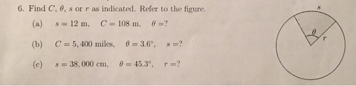 Solved Find C, theta, s or r as indicated. Refer to the | Chegg.com