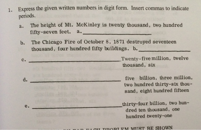 Solved Express the given written numbers in digit form. | Chegg.com