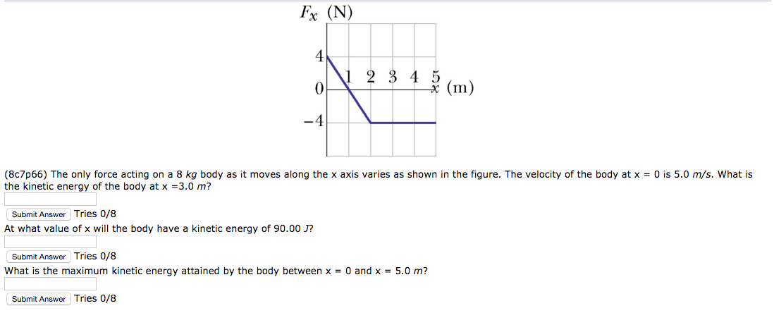Solved Fx N Im 4 8c7p66 The Only Force Acting On A 8 Kg