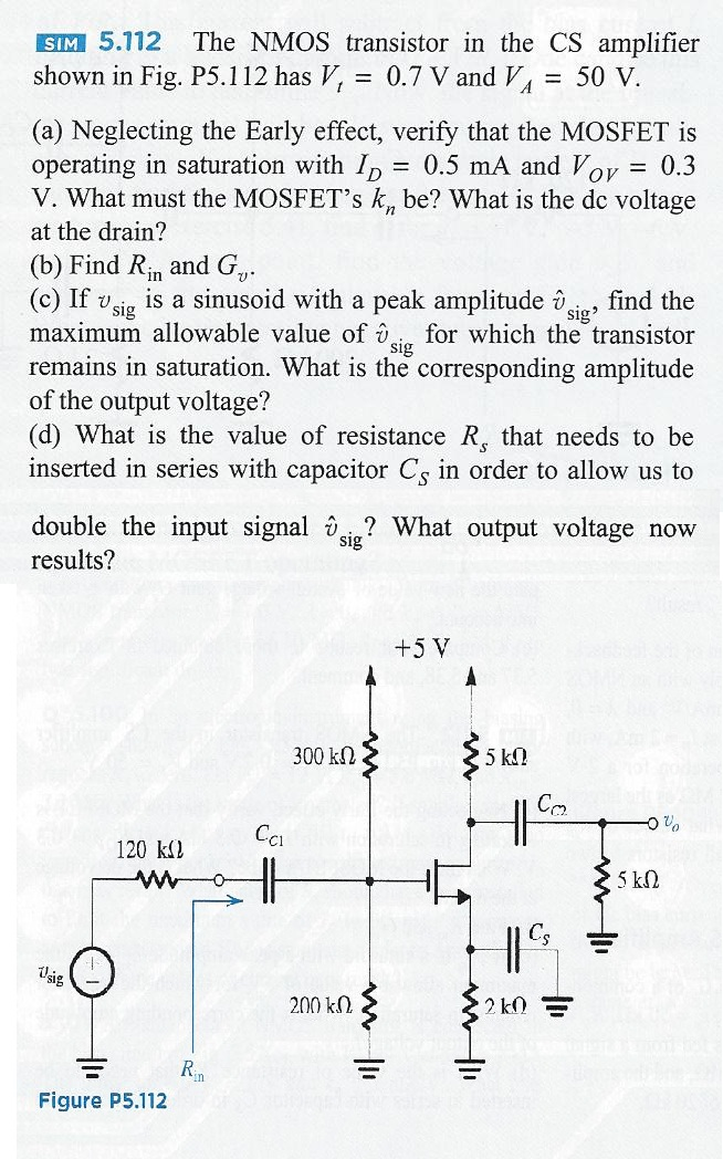 Solved how to simulate this by pspice The NMOS transistor in | Chegg.com
