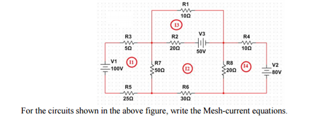 Solved Write all MESH-current equations. Find all the | Chegg.com