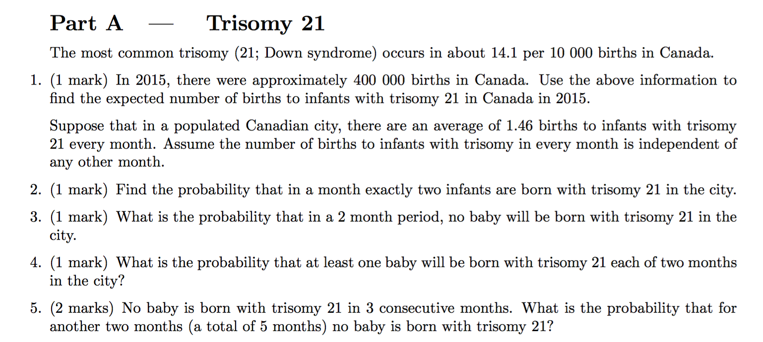 Solved Trisomy 21 Part A The most common trisomy (21; Down | Chegg.com