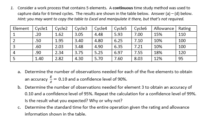Solved Consider a work process that contains 5 elements. A | Chegg.com