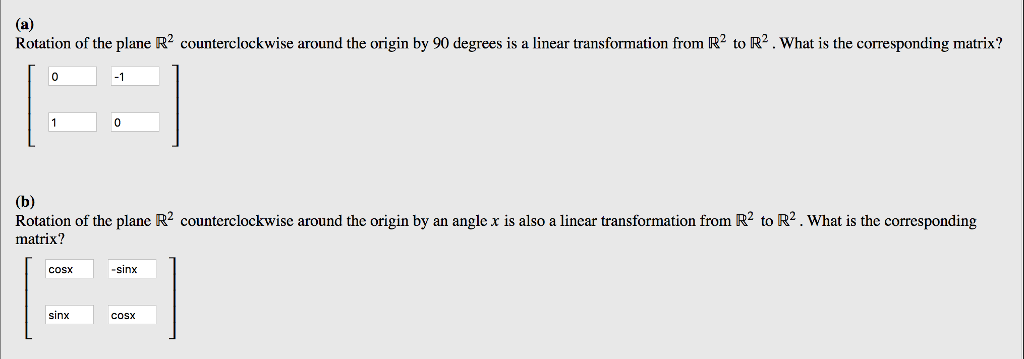 Solved Rotation of the plane R2 counterclockwise around the | Chegg.com