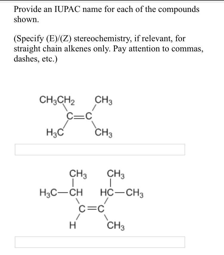Solved Provide an IUPAC name for each of the compounds | Chegg.com
