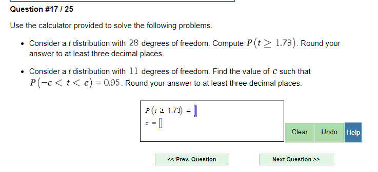 Solved Use the calculator provided to solve the following | Chegg.com