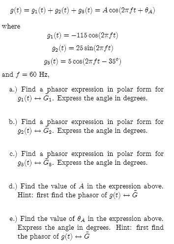 Solved Find a phasor expression in polar form, express angle | Chegg.com