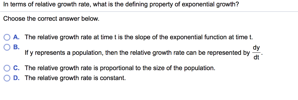 Solved In terms of relative growth rate, what is the | Chegg.com