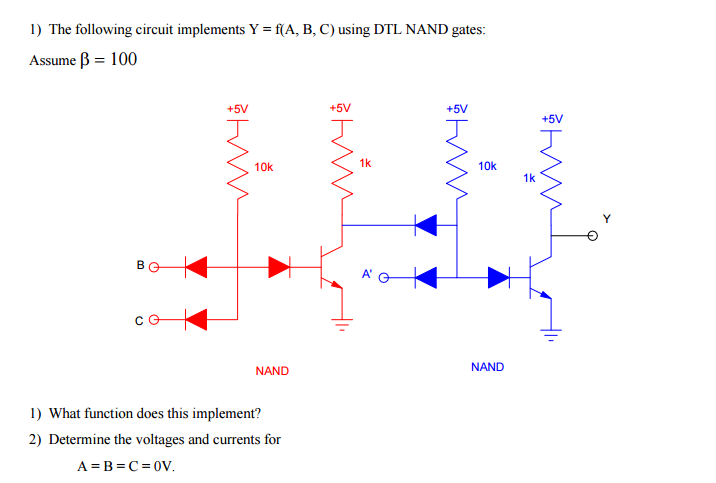 Solved The following circuit implements Y = f(A, B, C) | Chegg.com