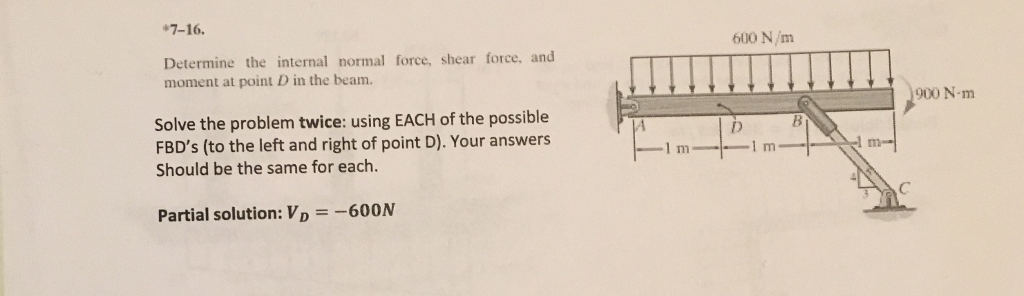 Solved *7-16. 600 N. m Determine the internal normal force, | Chegg.com Solved *7-16. 600 N. m Determine the internal normal force, | Chegg.com