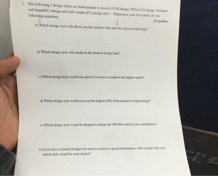 Solved The following 3 design styles are most popular in | Chegg.com