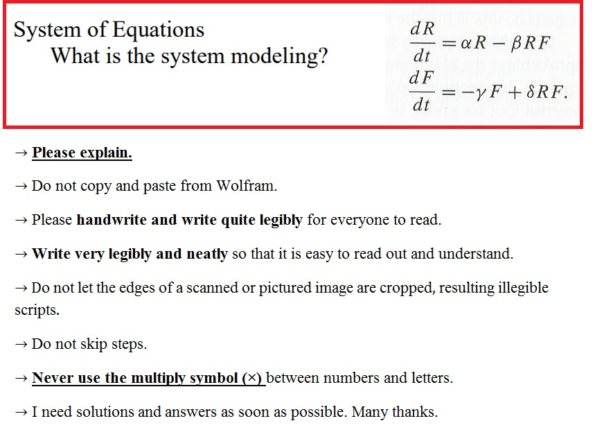 Solved System of Equations What is the system modeling? | Chegg.com