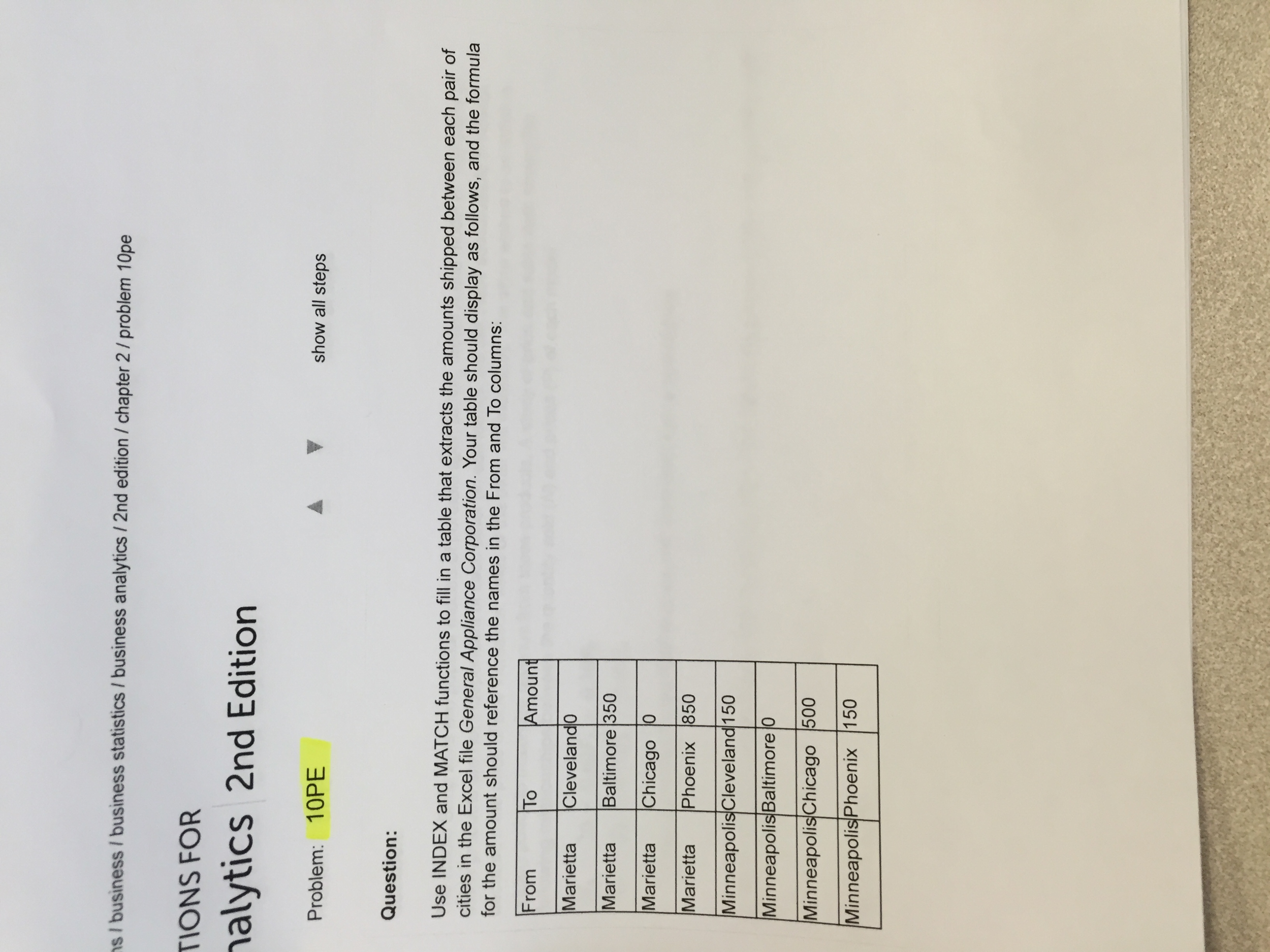 Solved Use INDEX and MATCH functions to fill in a table | Chegg.com