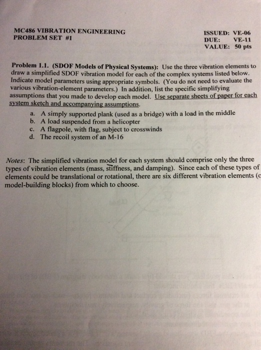 Solved Use the three vibration elements to draw a simplified | Chegg.com
