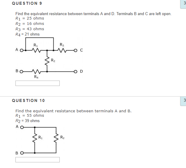 Solved QUESTION 9 Find the equivalent resistance between | Chegg.com