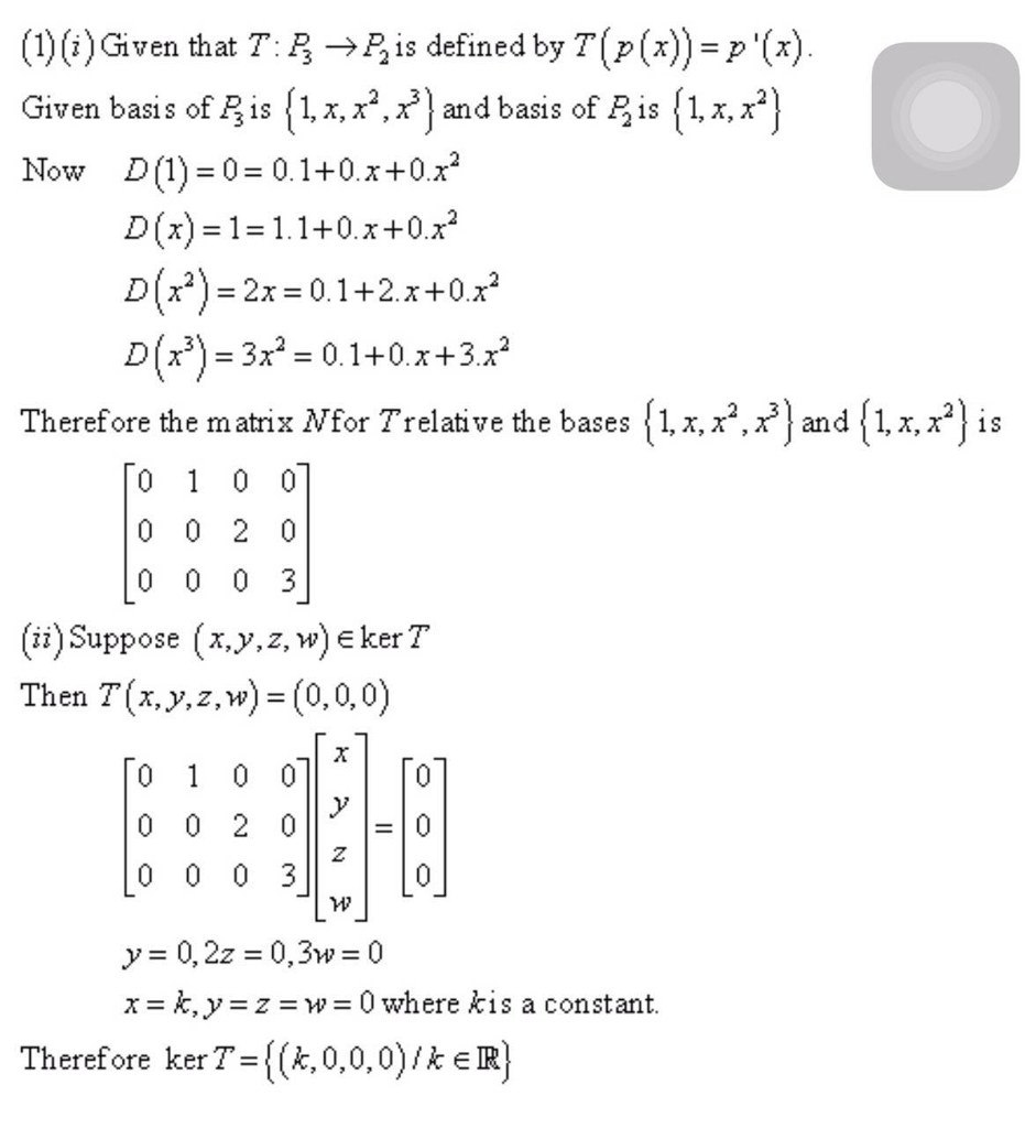 Solved Find the matrix A_s that represents the derivative | Chegg.com