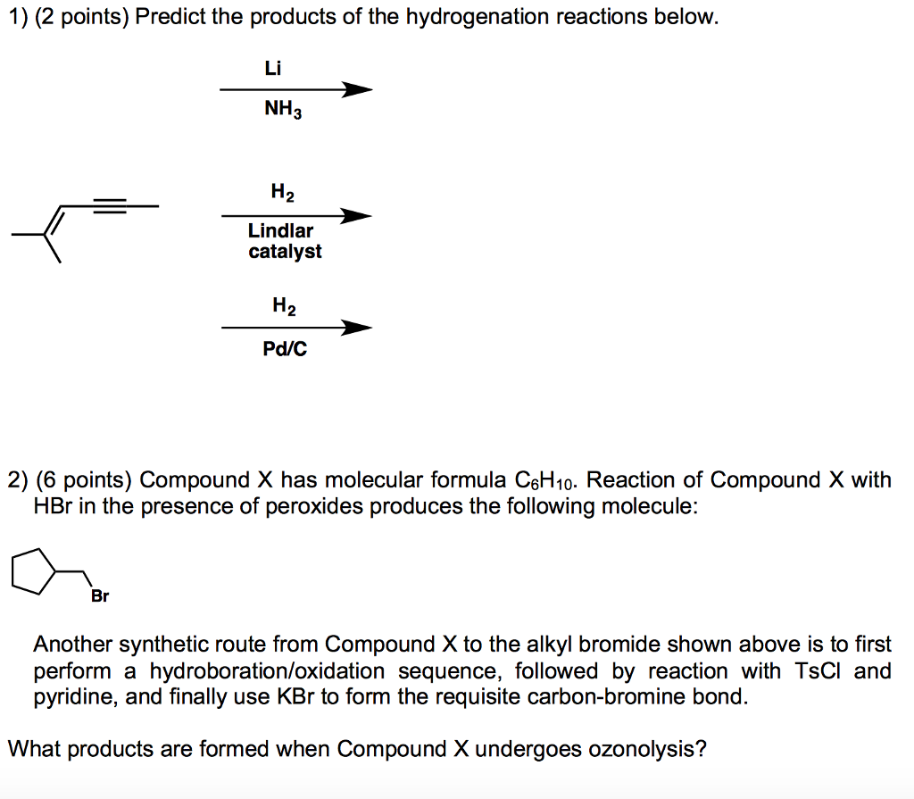 Solved 1) (2 points) Predict the products of the | Chegg.com