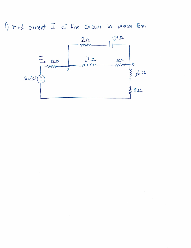 Solved ) Find Current 1 of the Circuit in phasor form -y요 ct | Chegg.com