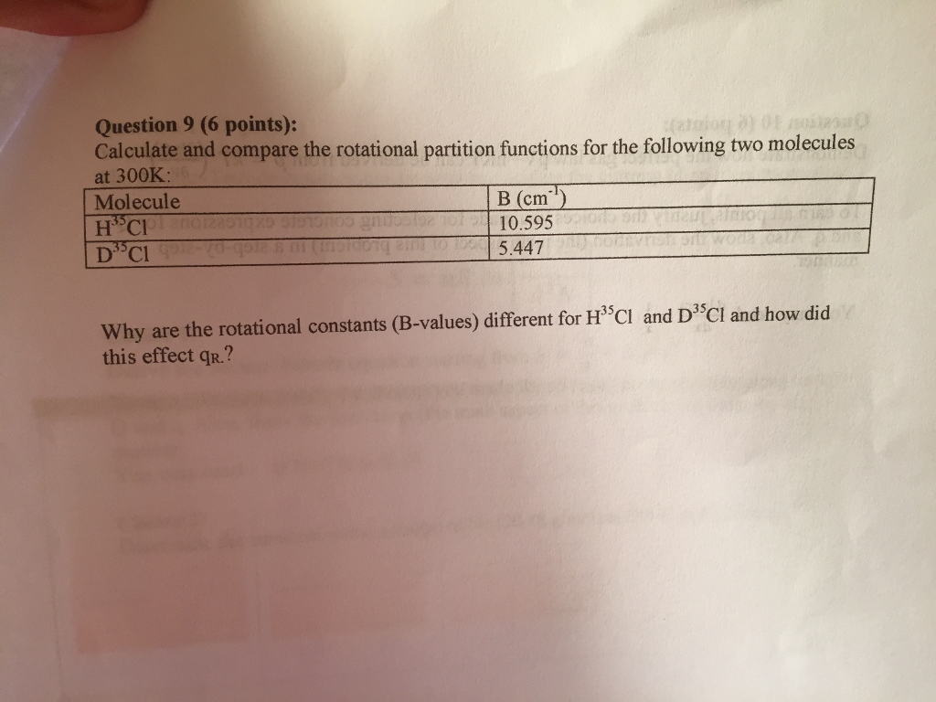 Solved Calculate And Compare The Rotational Partition