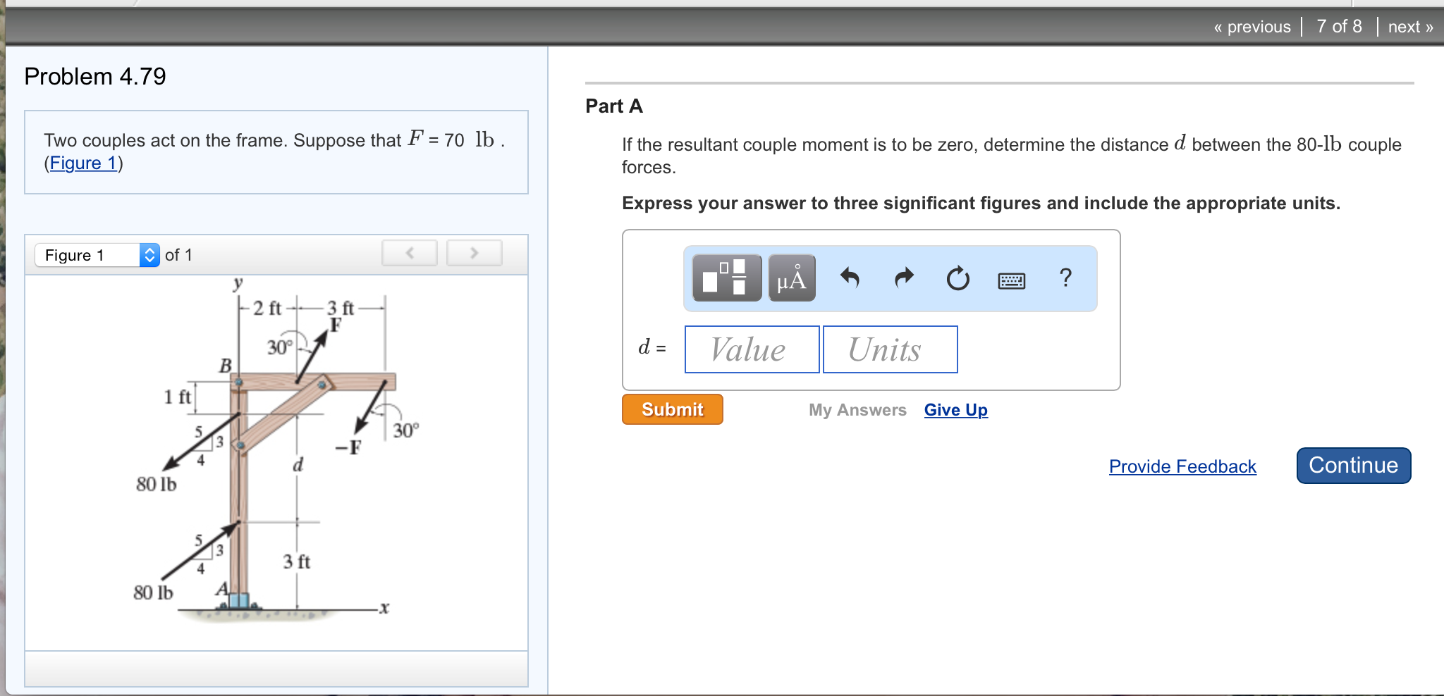 Two couples act on the frame. Suppose that F = 70 lb. | Chegg.com