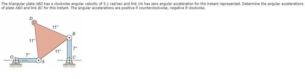Solved The triangular plate ABD has a clockwise angular | Chegg.com