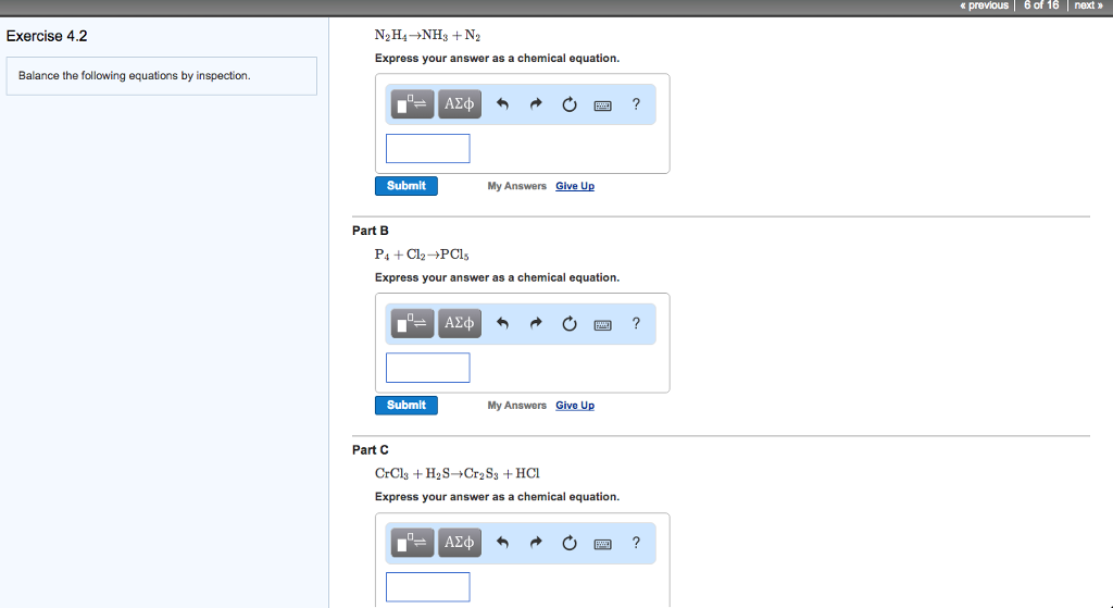 Solved Balance the following equations by inspection. | Chegg.com