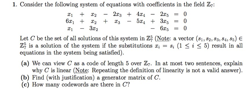 Solved 1. Consider the following system of equations with | Chegg.com