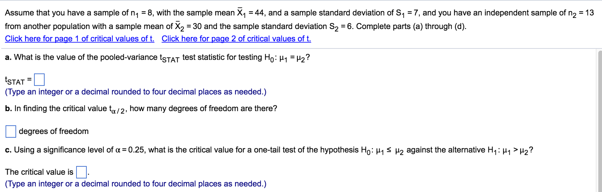 Solved Assume that you have a sample of n_1 = 8, with the | Chegg.com
