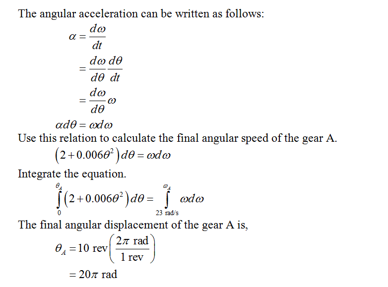 (Solved) - A motor gives gear A an angular acceleration of... - (1 Answer) | Transtutors