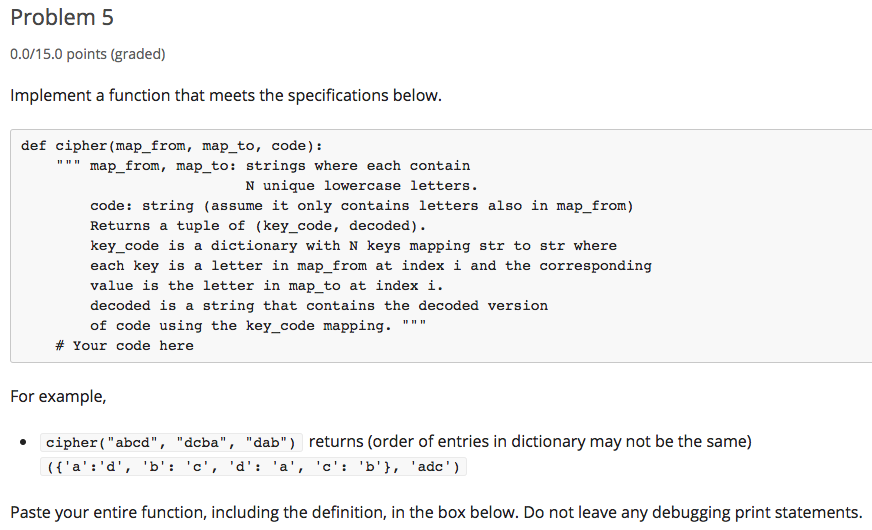 Solved Implement a function that meets the specifications | Chegg.com