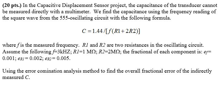 Solved (20 pts.) In the Capacitive Displacement Sensor | Chegg.com