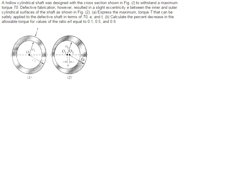 Solved A hollow cylindrical shaft was designed with the | Chegg.com