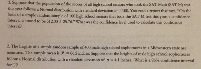 Solved Suppose that the population of the scores of all high | Chegg.com