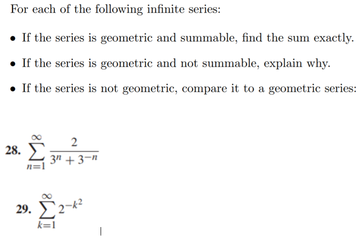 Solved For each of the following infinite series: . If the | Chegg.com