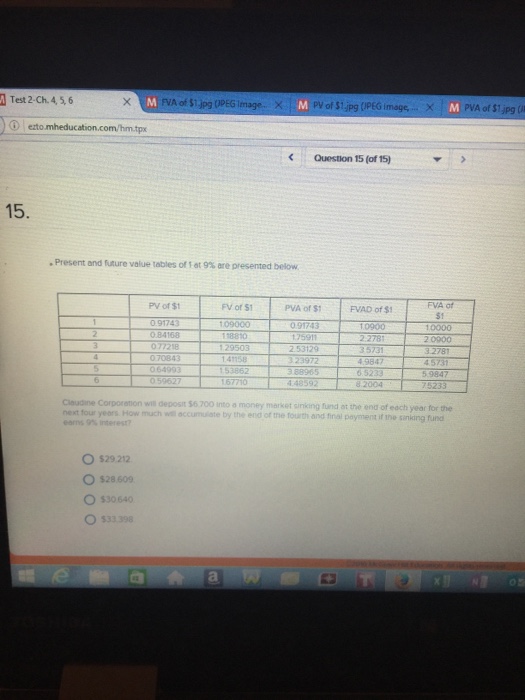 Solved Present and future value tables of 1 at 9% are | Chegg.com