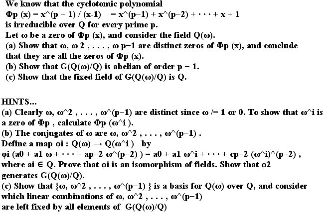 Solved We know that the cyclotomic polynomial phi p (x) = x | Chegg.com