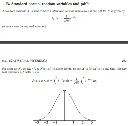 Solved B. Standard normal random variables and pdf's 1 2 | Chegg.com