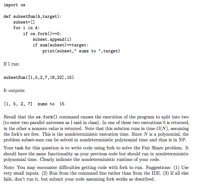 Solved import os def subsetSum (A,target): subset for i in | Chegg.com
