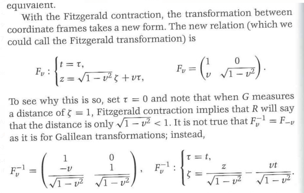 equivalent. With the Fitzgerald contraction, the | Chegg.com
