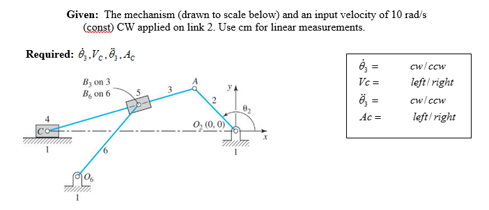 Given: The mechanism (drawn to scale below) and an | Chegg.com