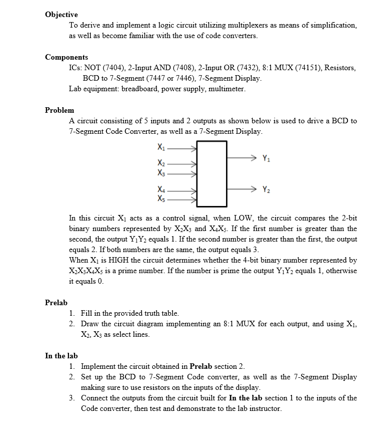 Solved Objective To Derive And Implement A Logic Circuit 5762