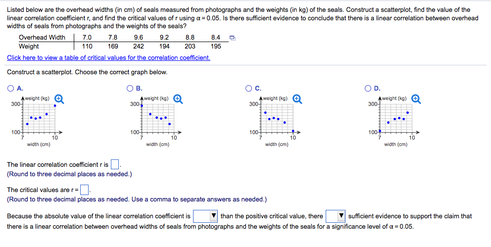 Solved Listed below are the overhead widths n cm) of seals | Chegg.com