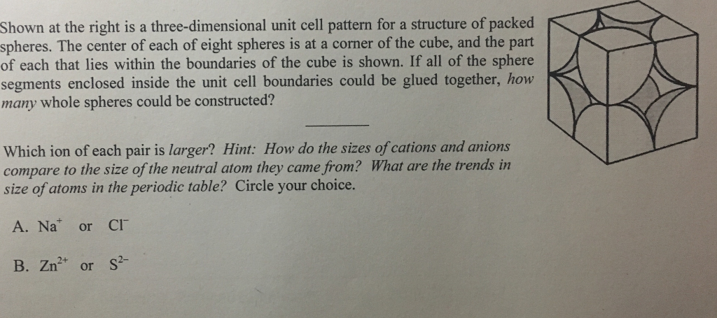 Solved Shown at the right is a three-dimensional unit cell | Chegg.com