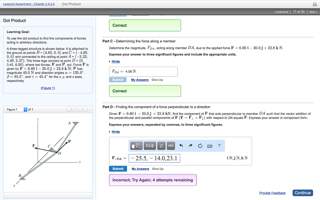Solved Learning Goal: To use the dot product to find the | Chegg.com