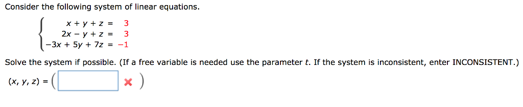 Solved Consider the following system of linear equations. | Chegg.com
